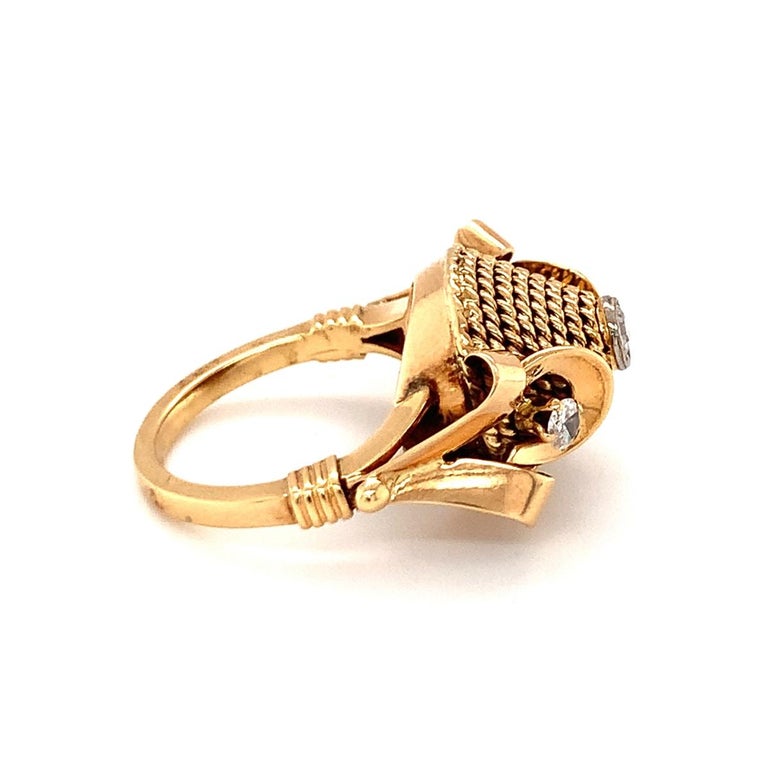 Retro Diamond Gold Ring, circa 1940s For Sale at 1stDibs