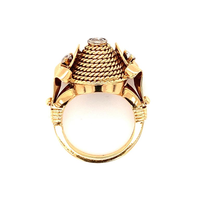 Retro Diamond Gold Ring, circa 1940s For Sale at 1stDibs