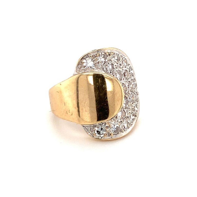 Retro Diamond Two-Tone Gold Ring, circa 1940s For Sale at 1stDibs