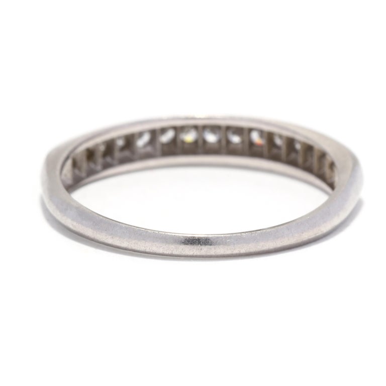 Retro Diamond Wedding Band, Platinum, Ring, Stackable Diamond Band For ...