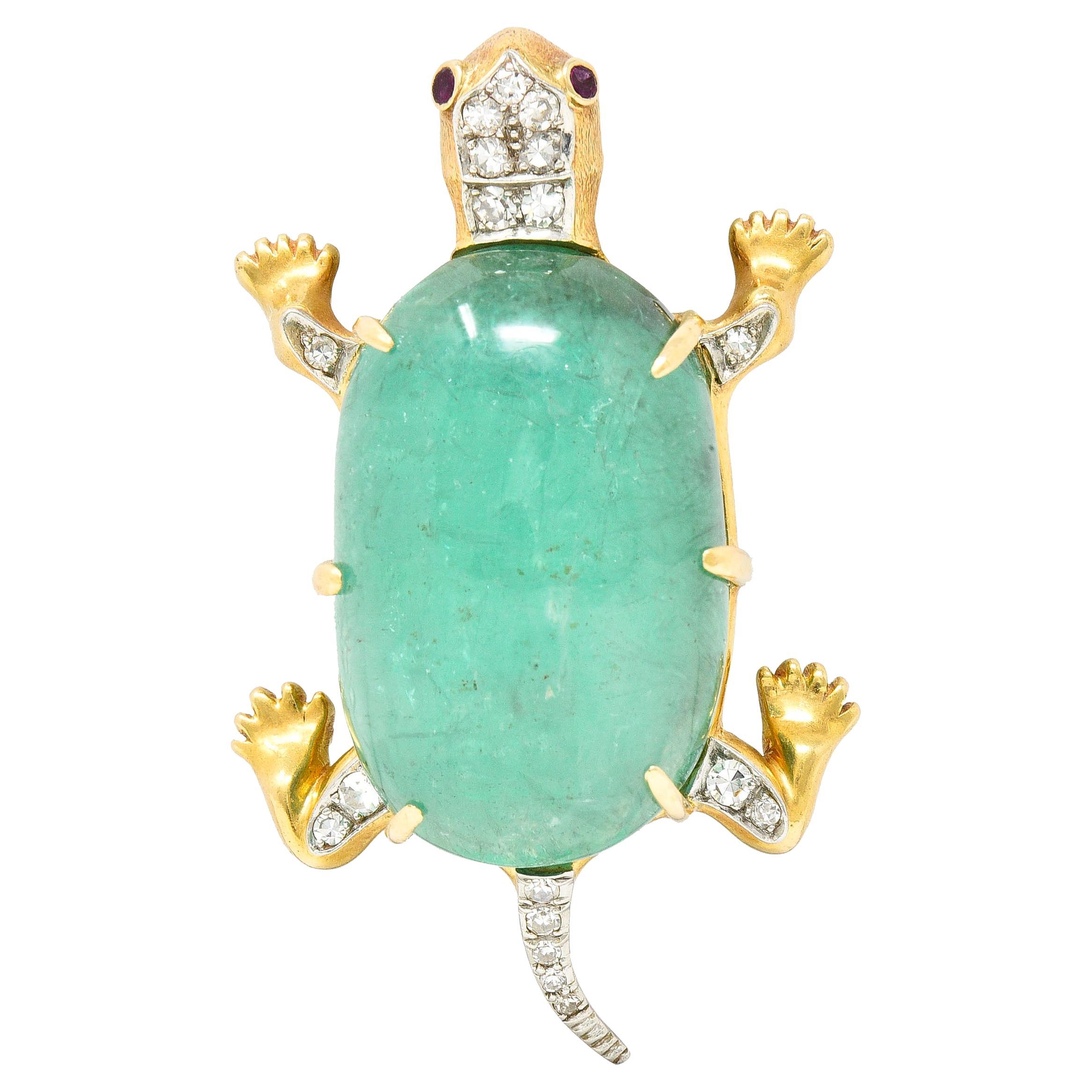 Amethyst Ruby Diamond Gold Platinum Turtle Brooch at 1stDibs | ruby ...