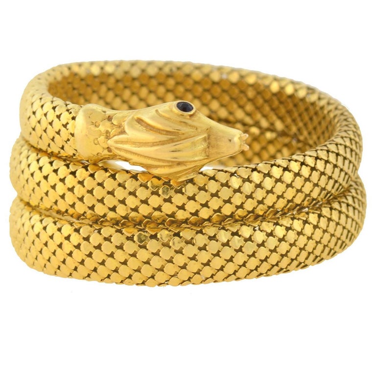 Retro Flexible Wrap-Around Coiled Snake Bracelet 71.1dwt at 1stDibs ...