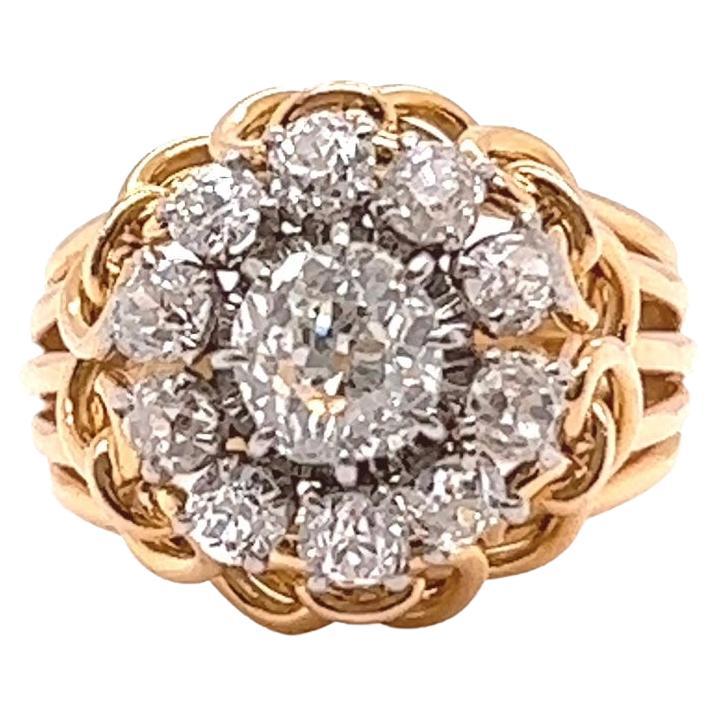 French Retro Diamond Gold Ring at 1stDibs