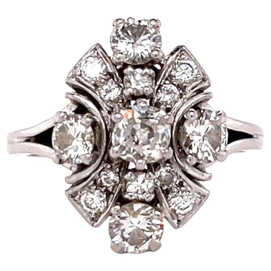 French Retro Diamond Gold Ring at 1stDibs