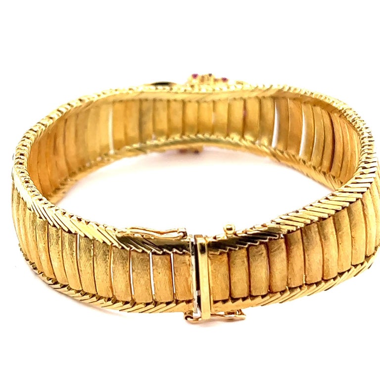 Retro French Ruby 18 Karat Gold Bracelet For Sale at 1stDibs