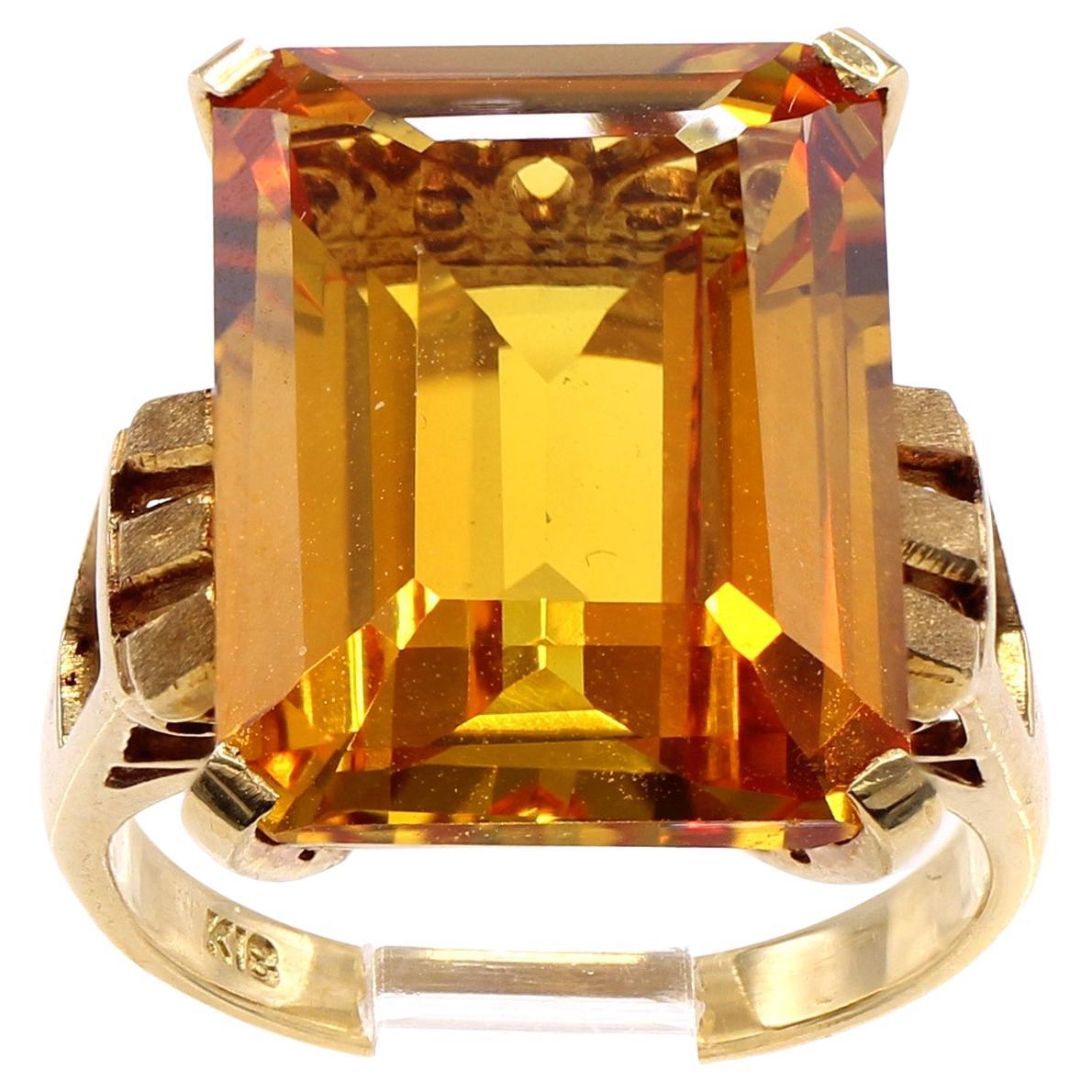 French Citrine 18 Karat Yellow Gold Bibendum Ring For Sale at 1stDibs
