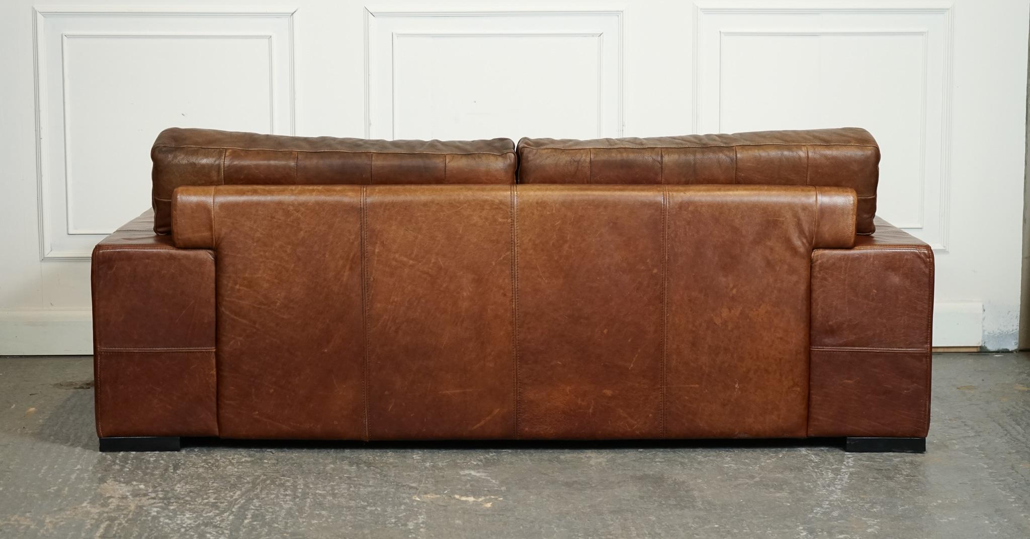 RETRO HALO TiMOTHY OULTON BROWN LEATHER SOFA For Sale at 1stDibs