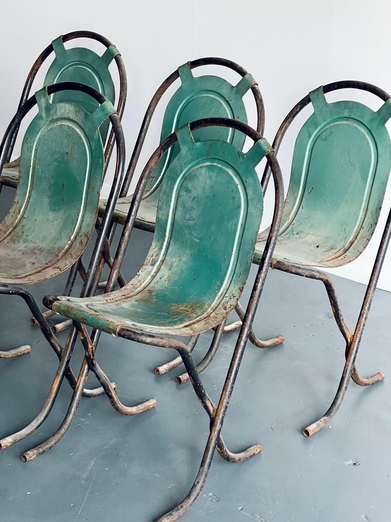 Retro Industrial Metal Reclaimed Sebel Stak-a-bye Set of Six Dining ...