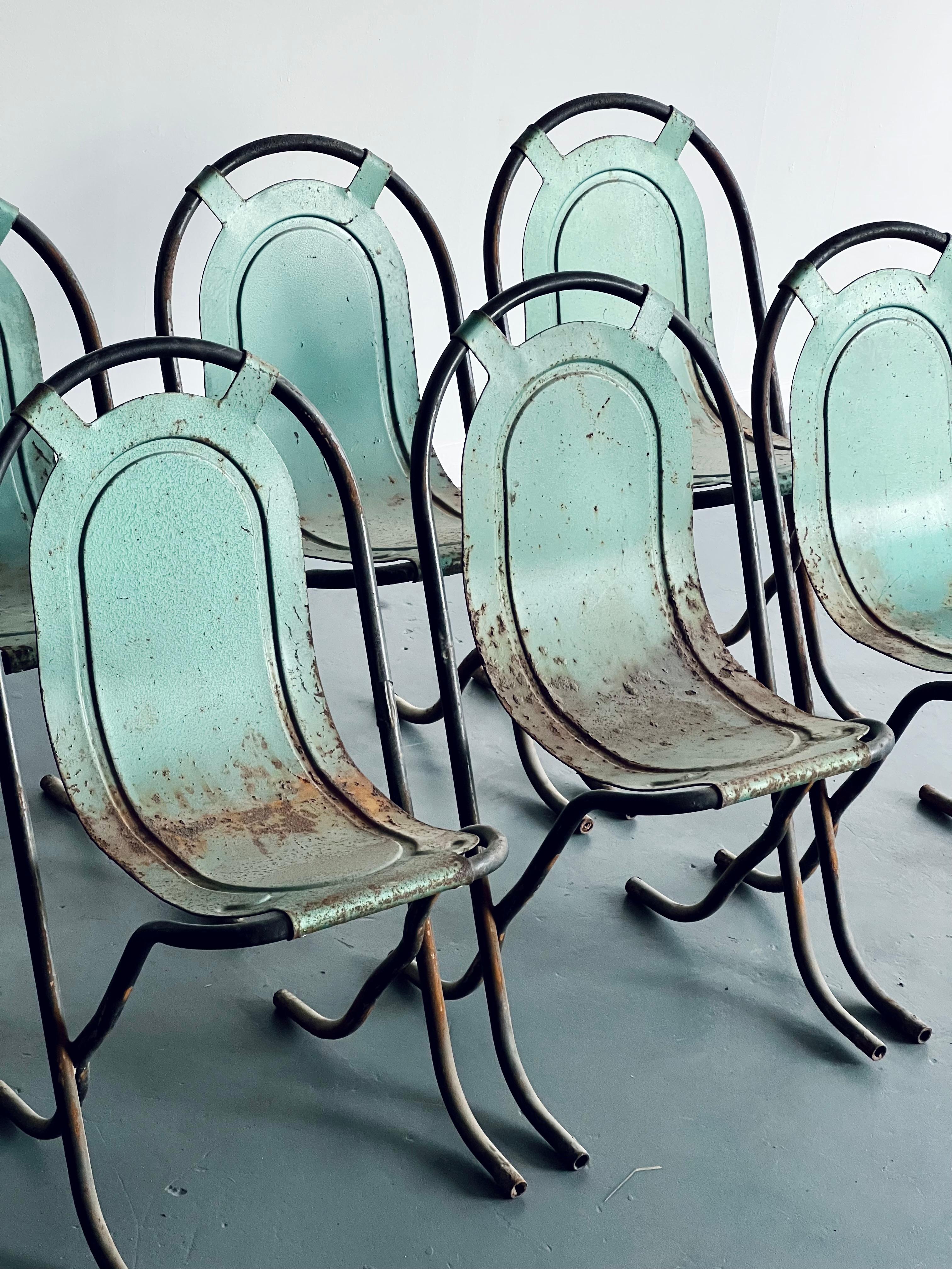 Retro Industrial Metal Reclaimed Sebel Stak-a-bye Set of Six Dining ...