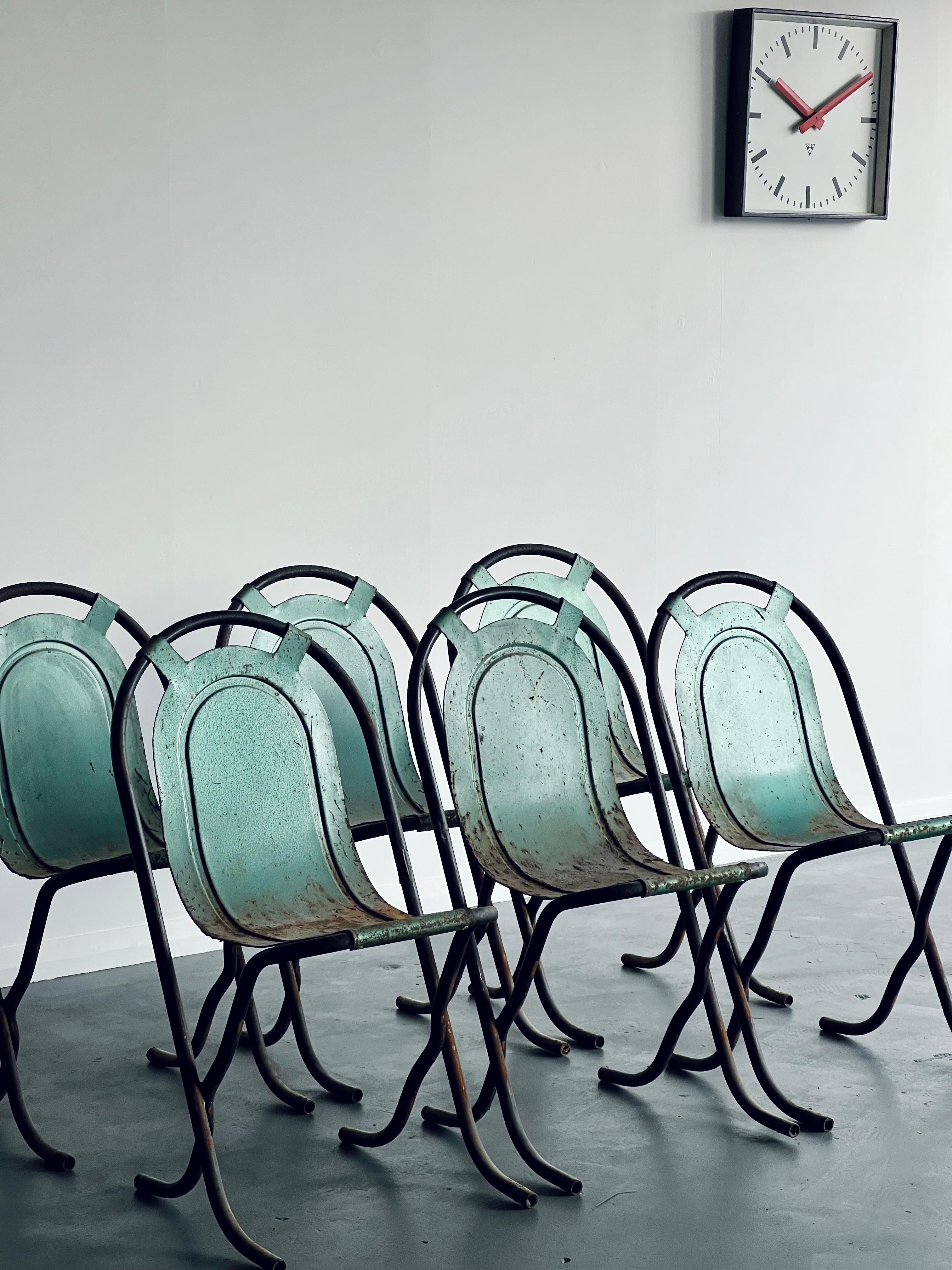 Retro Industrial Metal Reclaimed Sebel Stak-a-bye Set of Six Dining ...