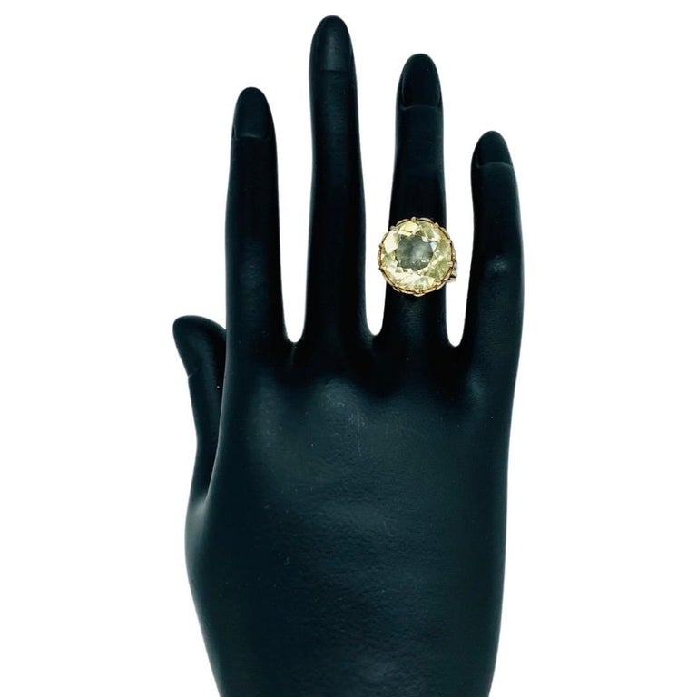 Retro Large Champagne Quartz Cocktail Ring 14k Rose Gold For Sale at ...