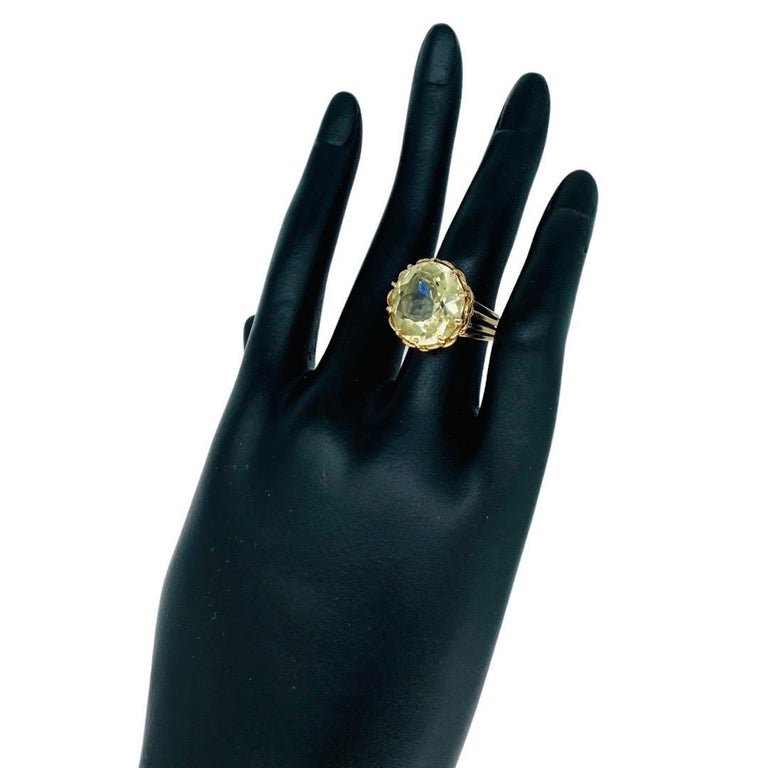 Retro Large Champagne Quartz Cocktail Ring 14k Rose Gold For Sale at ...