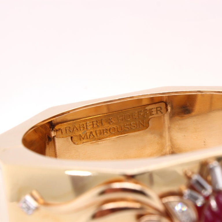 Retro Mauboussin Trabert Hoeffer Ruby and Diamond Gold Bangle, circa ...
