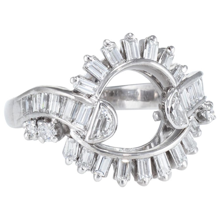 Retro Mixed Cut Diamond Cluster Ring Vintage Platinum Estate Fine ...
