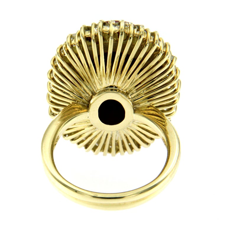 Retro Natural Oxblood Aka Coral Diamond Gold Ring at 1stDibs