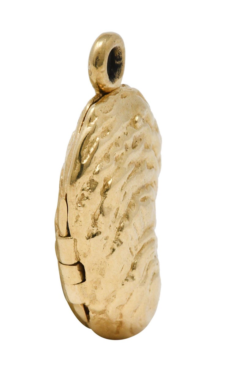 Retro Pearl 14 Karat Yellow Gold Freshwater Mussel Charm at 1stDibs