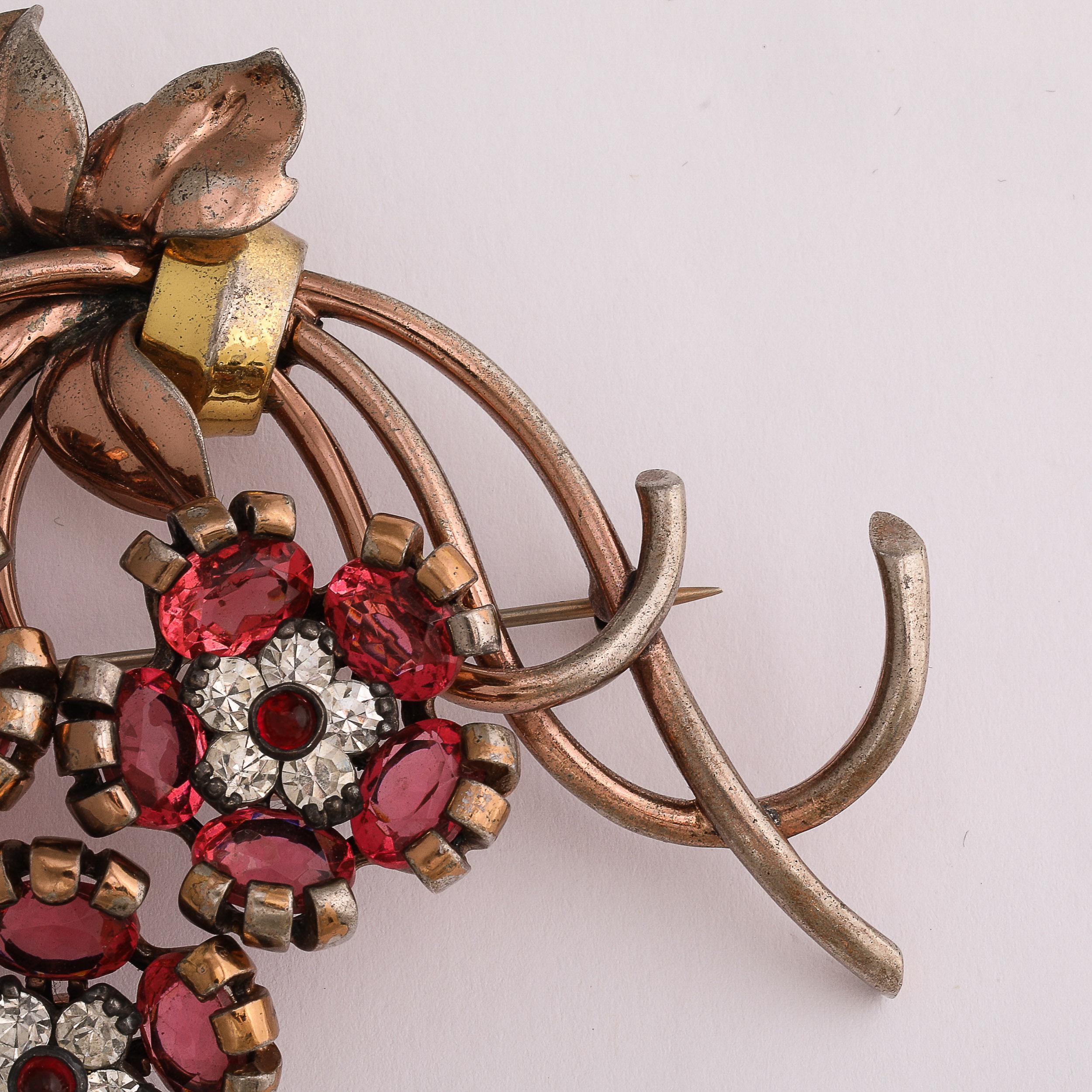 Retro Pennino Sterling Silver Ruby Brooch by Pennino For Sale at 1stDibs
