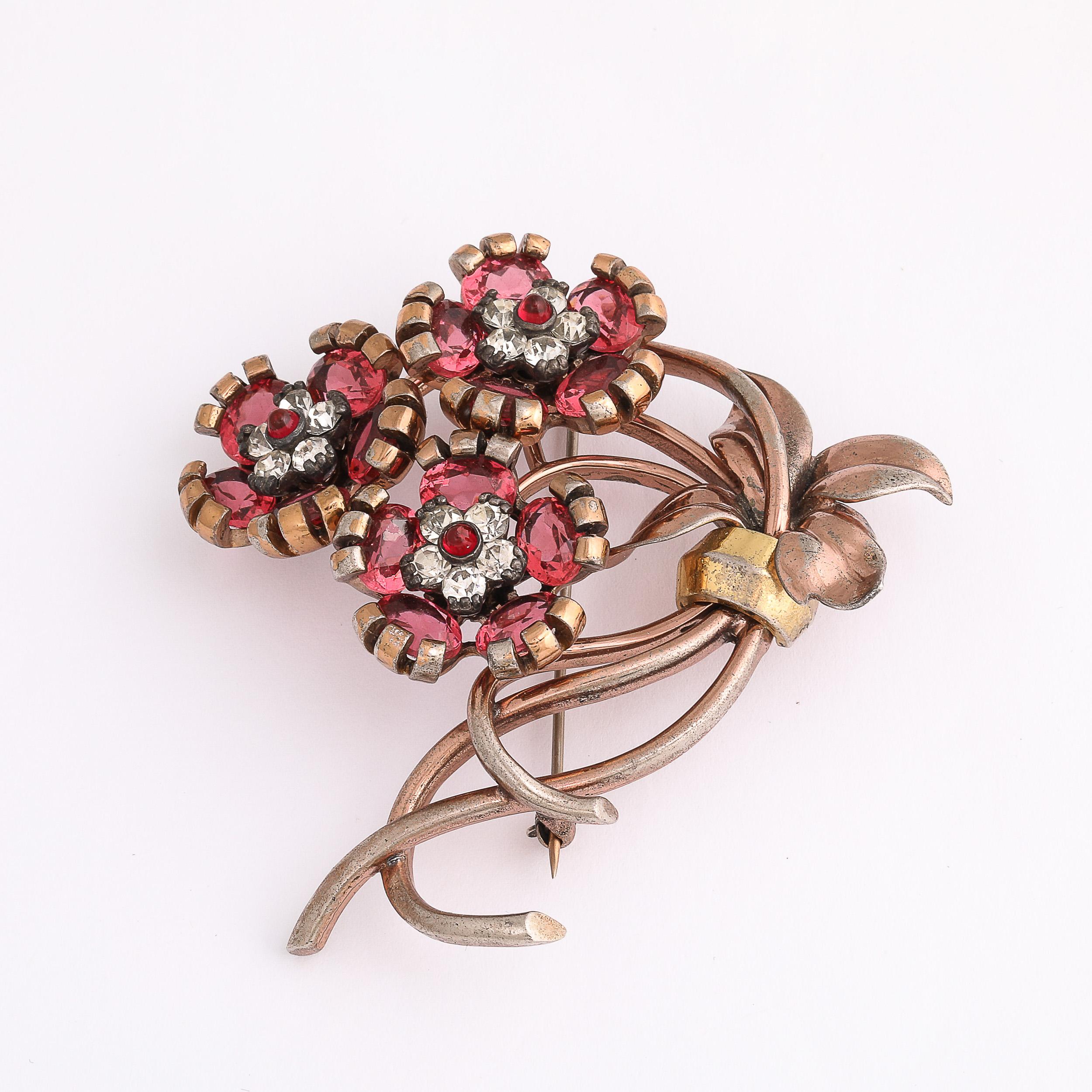 Retro Pennino Sterling Silver Ruby Brooch by Pennino For Sale at 1stDibs