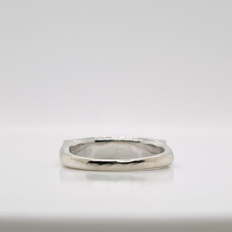 Retro Platinum and Diamond Six-Stone Band Ring For Sale at 1stDibs