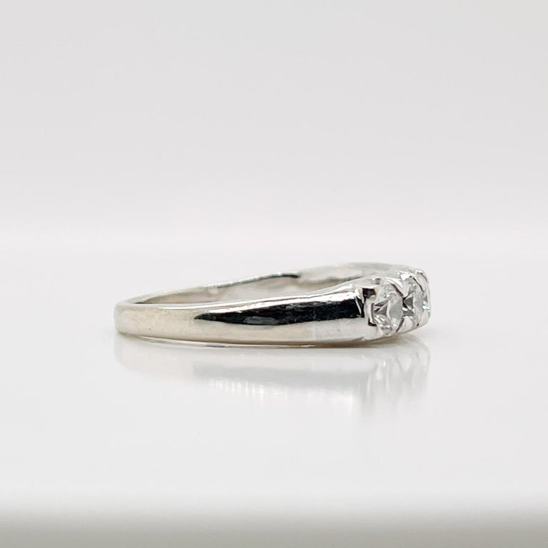 Retro Platinum and Diamond Six-Stone Band Ring For Sale at 1stDibs