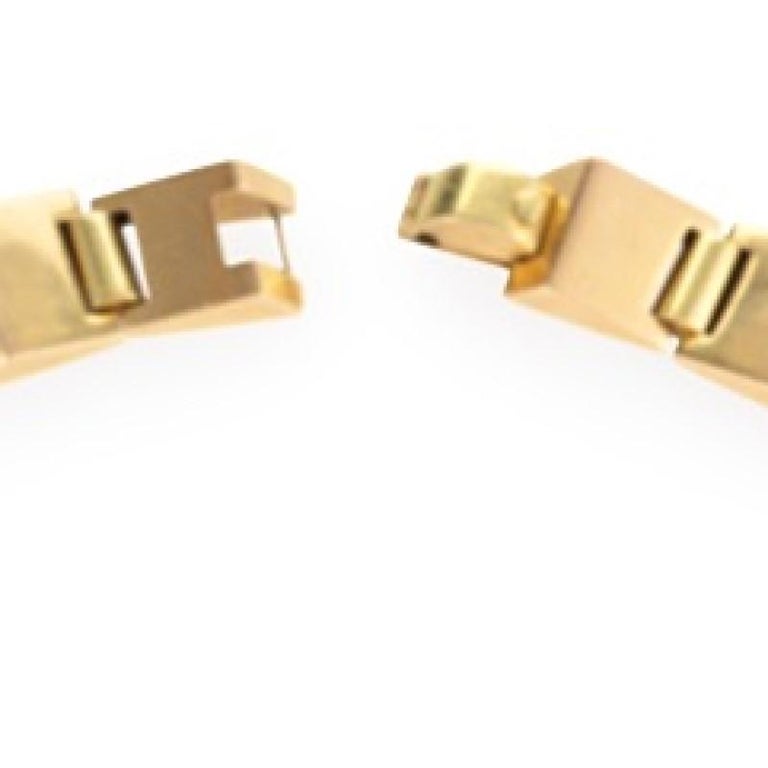 Retro Polished Gold Link 'Tank Track' Necklace at 1stDibs | track necklaces