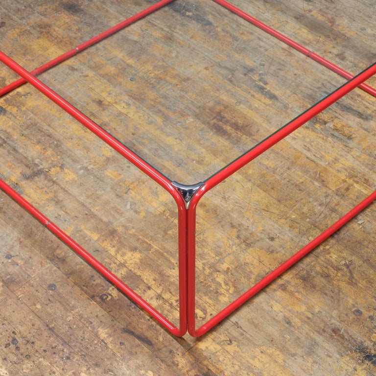Retro Pool House Cube Table Low Red Tubular Vintage Midcentury Minimal ...