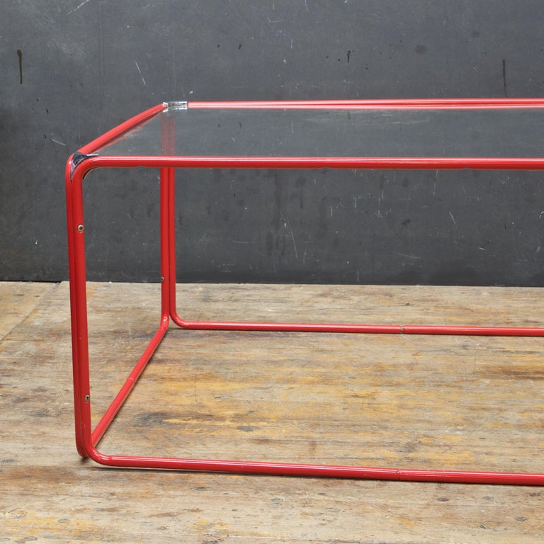 Retro Pool House Cube Table Low Red Tubular Vintage Midcentury Minimal ...