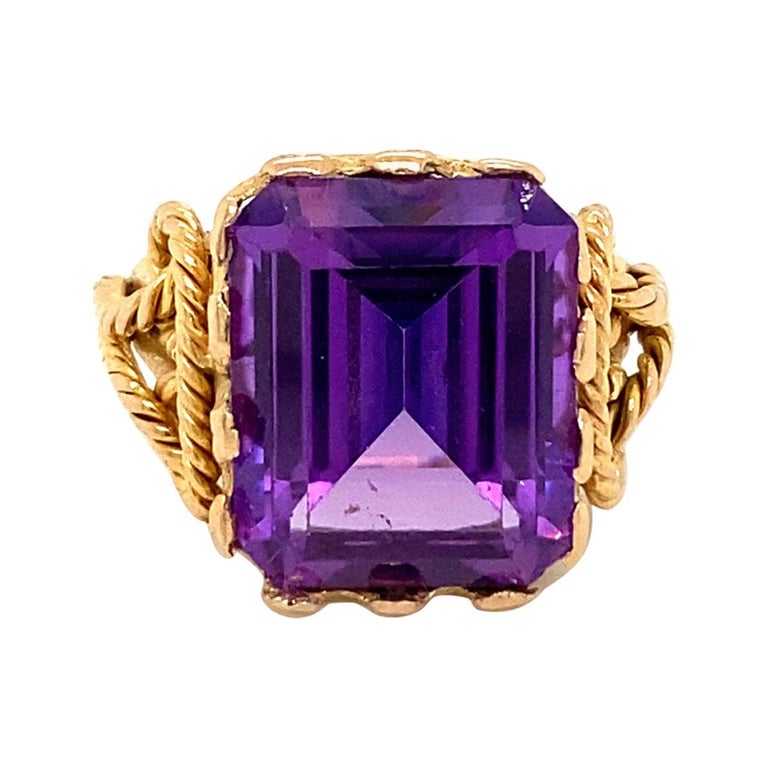 Retro Quartz Rope Design Gold Ring at 1stDibs