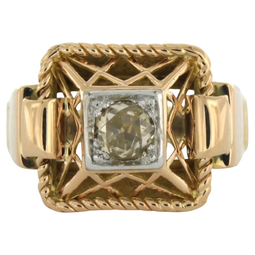 RETRO - ring set with diamond 18k bicolour gold For Sale at 1stDibs