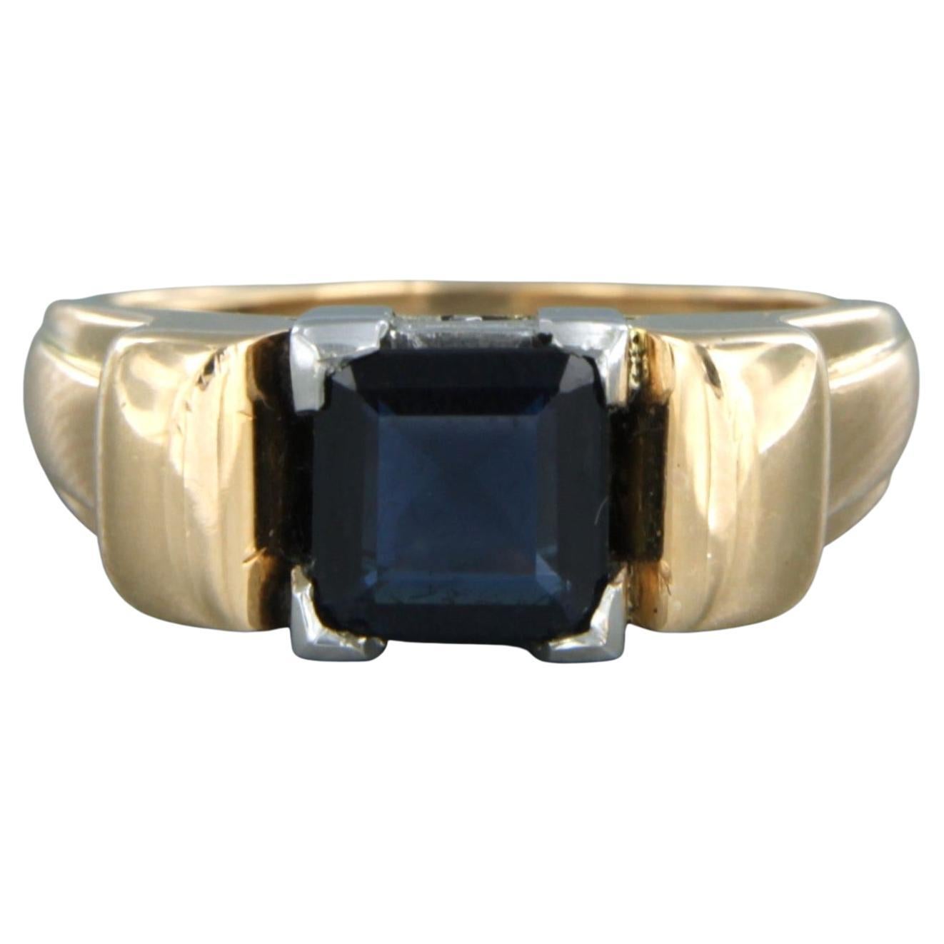 Retro Ring set with Sapphire 18k bicolor gold For Sale at 1stDibs