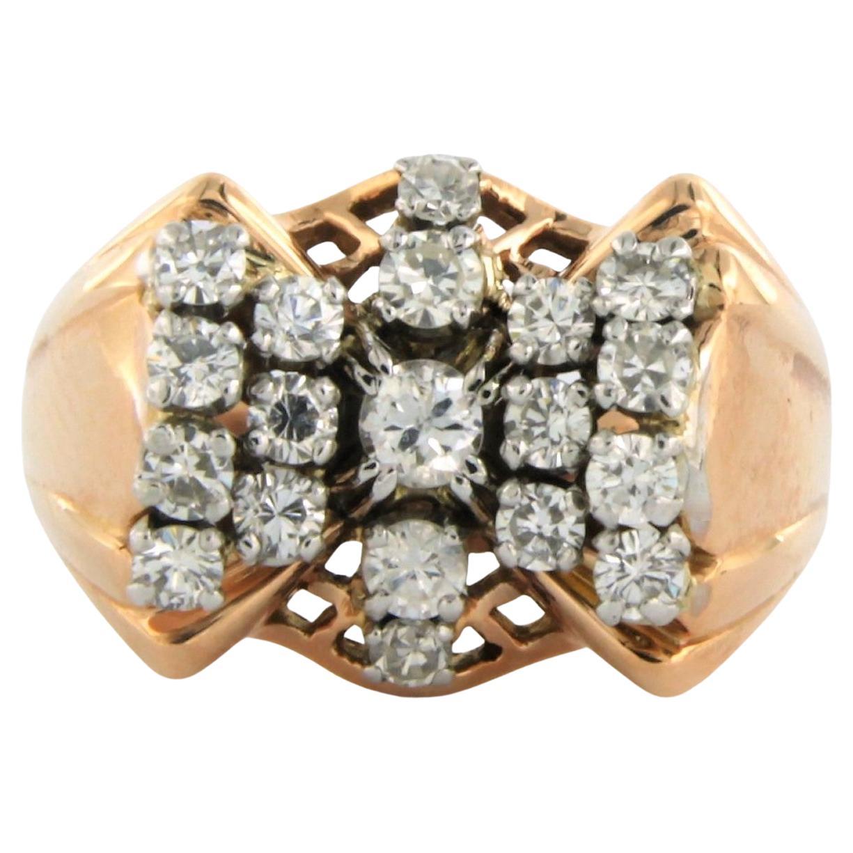 RETRO ring with old European cut diamonds up to 0.22ct 18k bicolour ...