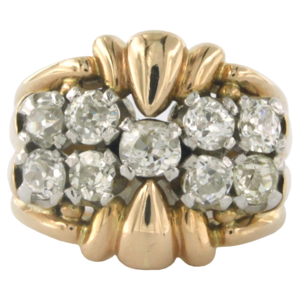 RETRO - ring set with diamond 18k bicolour gold For Sale at 1stDibs