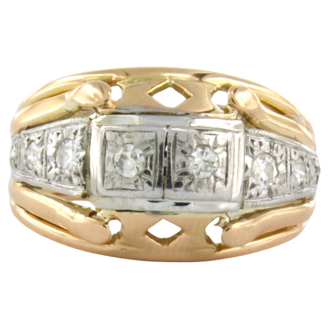 RETRO - ring with diamonds 18k bicolour gold For Sale at 1stDibs