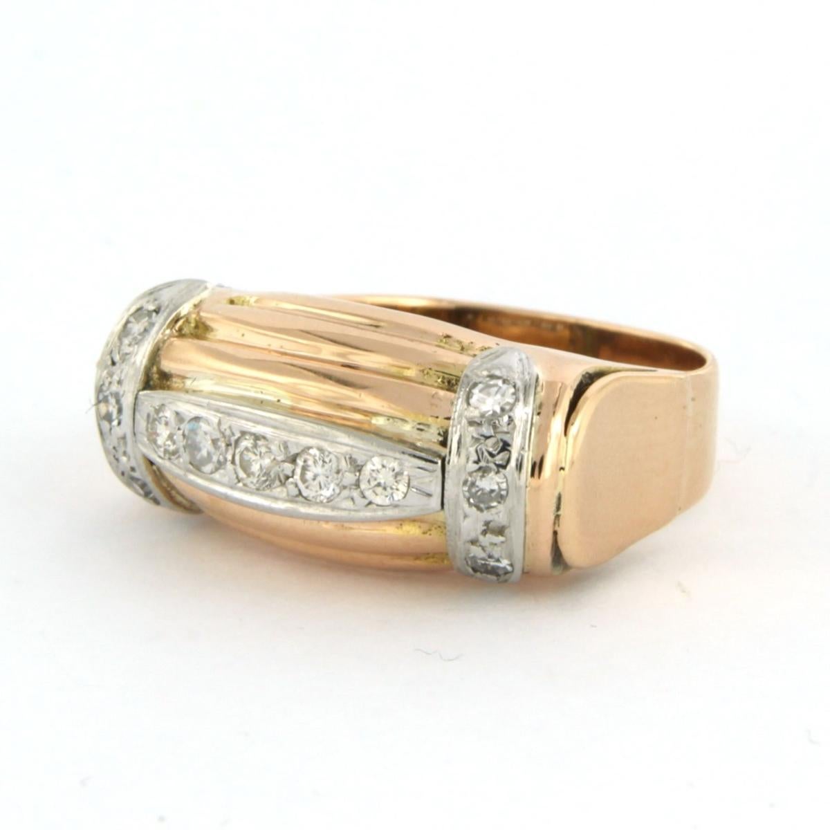 RETRO Ring with diamonds up to 0.28ct 18k bicolour gold For Sale at 1stDibs