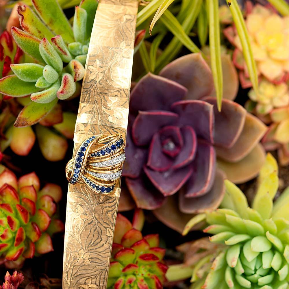 Retro Rolex Closed Cover Ladies Wristwatch with Sapphires and Diamonds ...