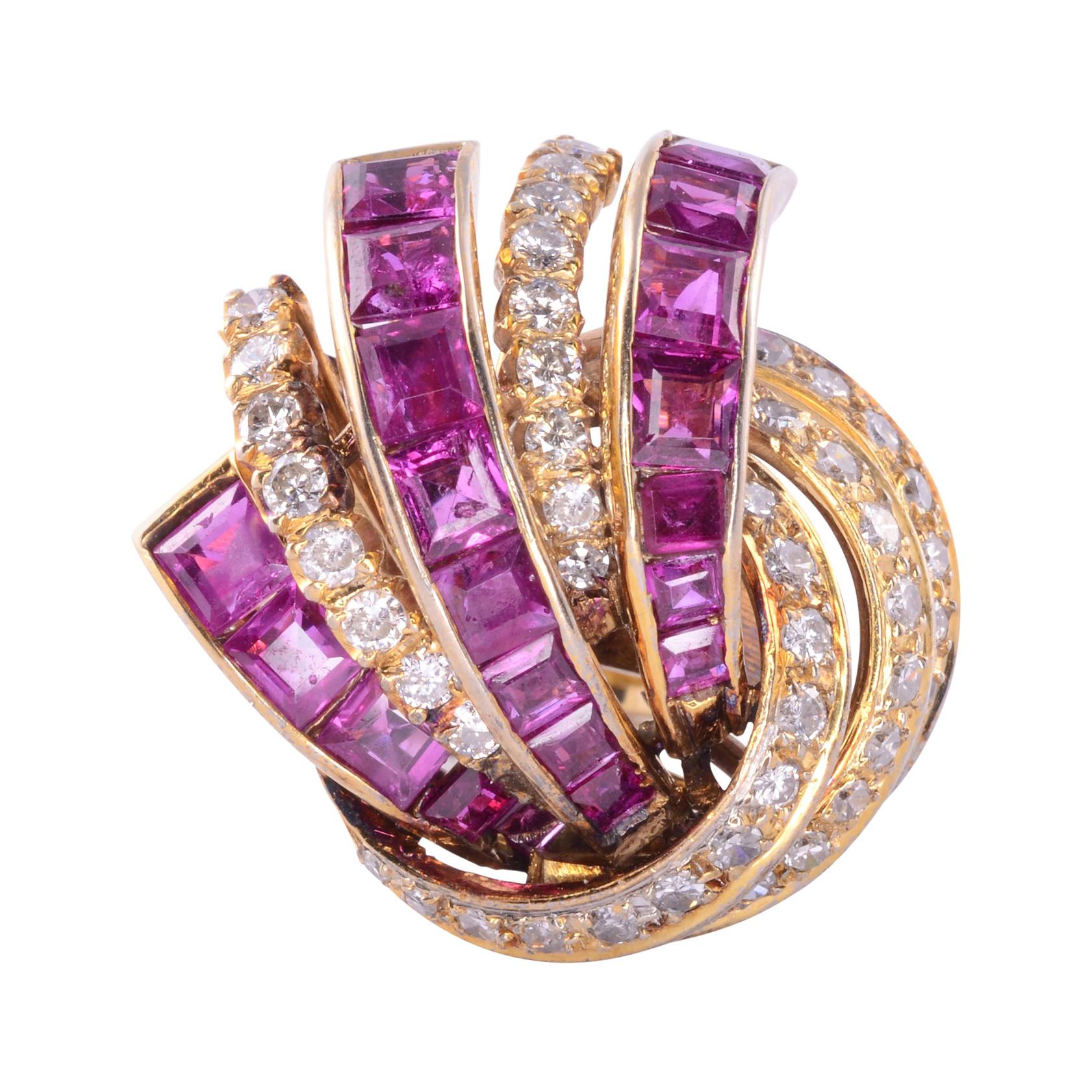 Retro Ruby and Diamond Ring For Sale at 1stDibs