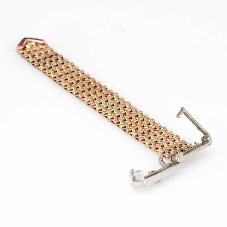 Retro Ruby Diamond Belt Buckle Ring Adjustable Vintage 14 Karat Rose ...