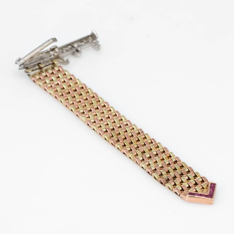 Retro Ruby Diamond Belt Buckle Ring Adjustable Vintage 14 Karat Rose ...