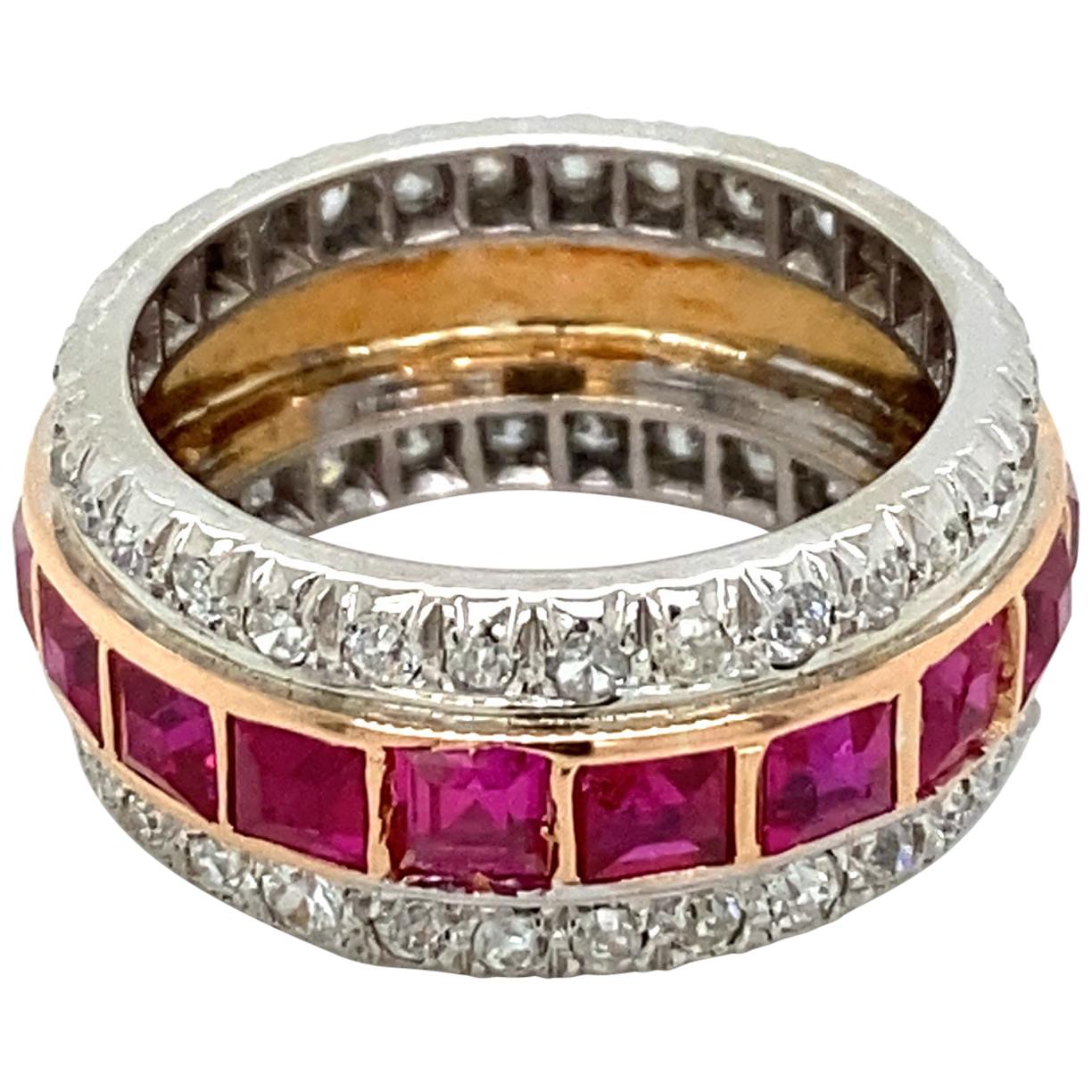 Mouawad Ruby Diamond Gold Band Ring at 1stDibs