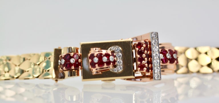 Retro Ruby Diamond Rose and Yellow Gold Flip Top Covered Watch For Sale ...