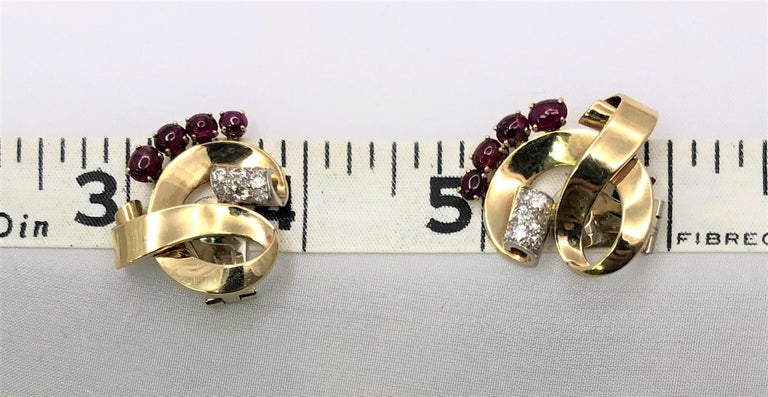 Retro Ruby Diamond Statement Earrings For Sale at 1stDibs