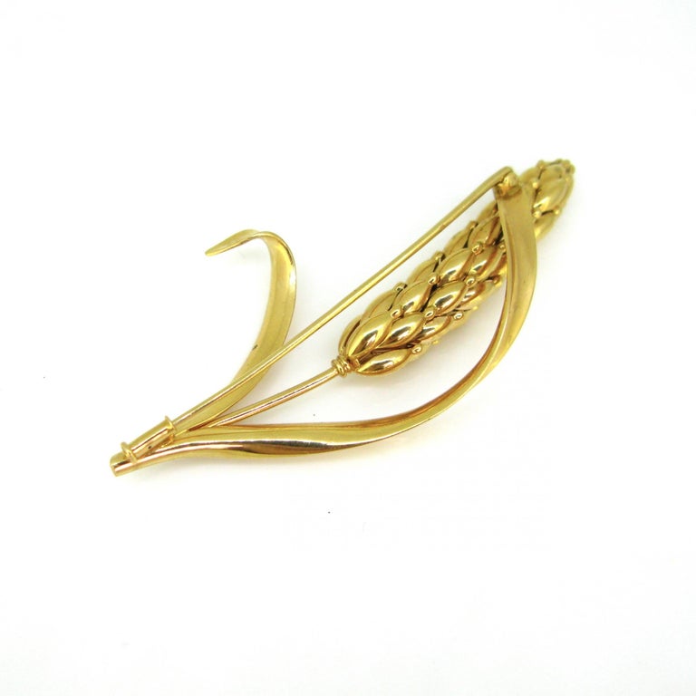 Retro Sheaf of Wheat Pin Brooch by Bettetini, 18kt Yellow Gold, France ...