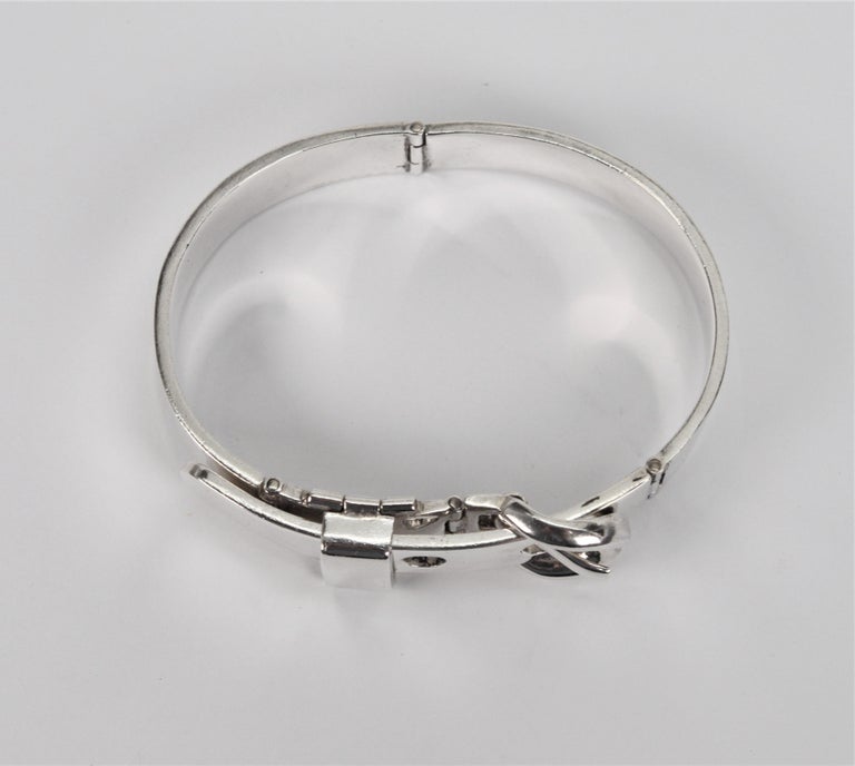 Retro Sterling Silver Tang Buckle Bracelet For Sale at 1stDibs