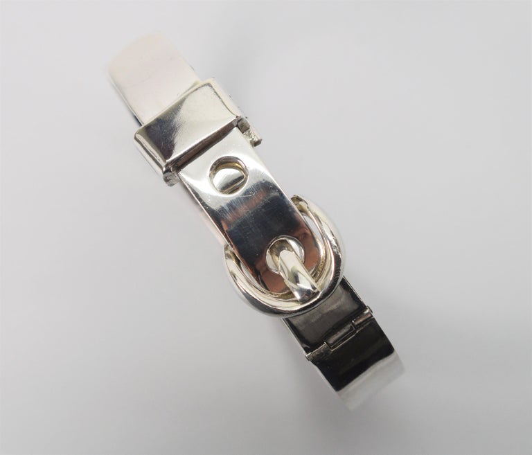 Retro Sterling Silver Tang Buckle Bracelet For Sale at 1stDibs