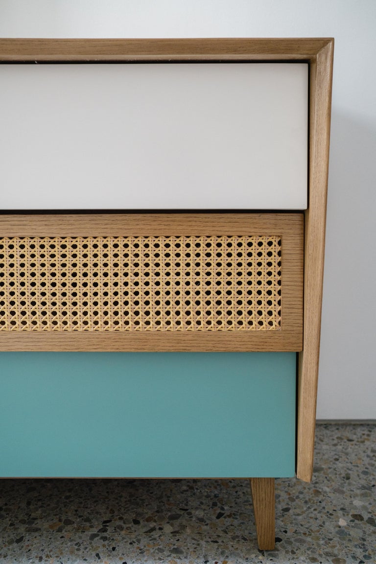 Retro Style Walnut Wood Chest of Drawers with Cané and Lacquered ...