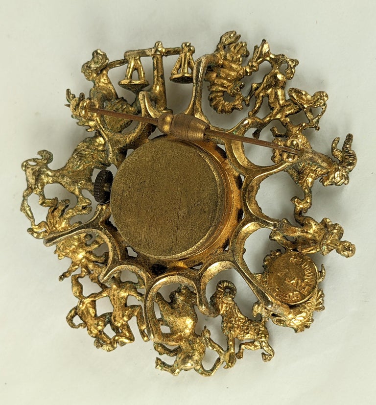 Retro Taylor Sterling Zodiac Watch Brooch For Sale at 1stDibs