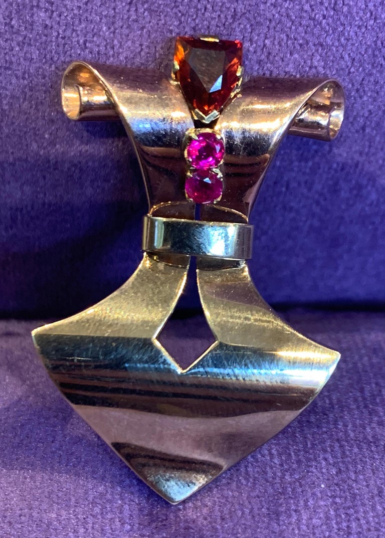 Retro Tiffany and Co. Ruby Brooch For Sale at 1stDibs