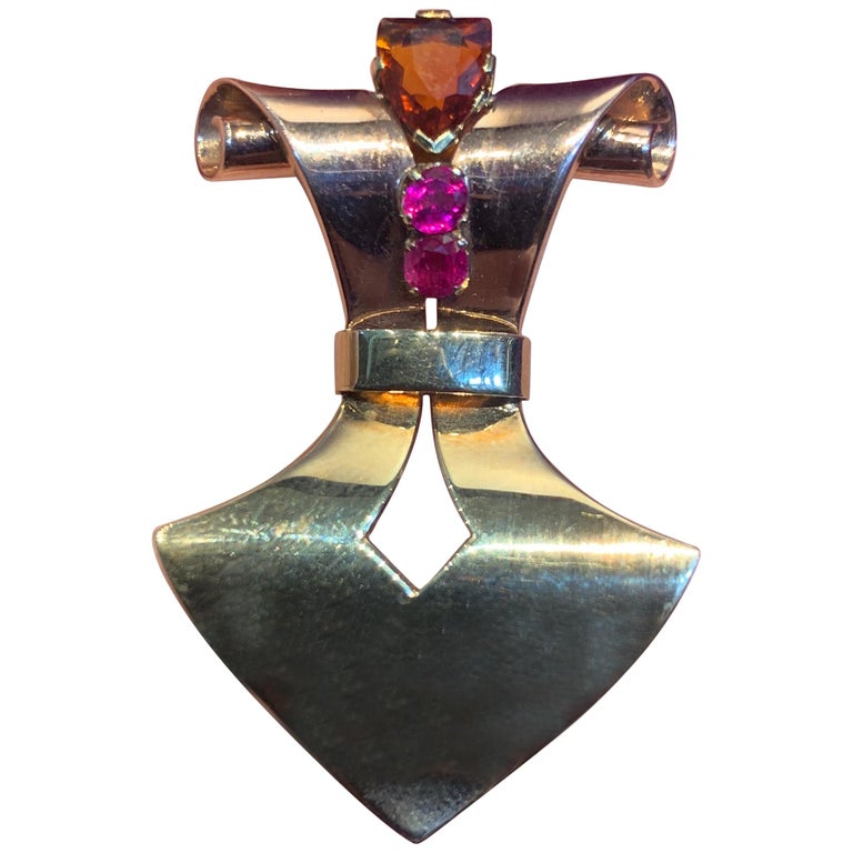 Retro Tiffany and Co. Ruby Brooch For Sale at 1stDibs