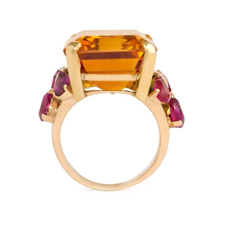 Retro Tiffany and Co. Gold Citrine and Ruby Cocktail Ring at 1stDibs ...