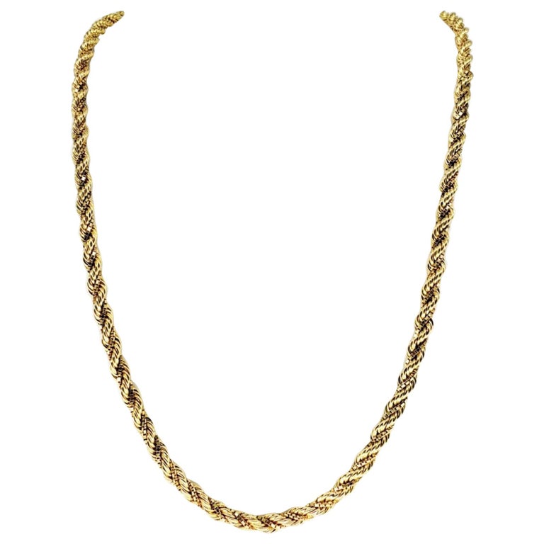 Retro Twisted Rope Double Mixed Link Rare Chain 14 Karat Gold at 1stDibs